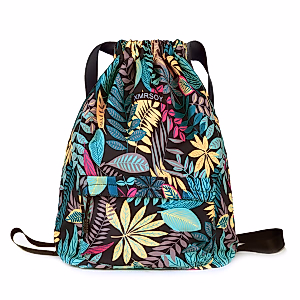 XMRSOY Gym Drawstring Backpack Water Resistant String Bag Nylon Cinch Sport Bag Leaf Sackpack