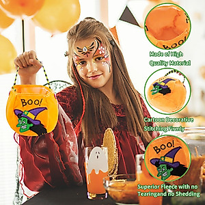 SHBLOMK 4 Pack Small Halloween Wrap Bags with Handles, Halloween Reusable Trick or Treat Candy Bags, Halloween Snacks Goodie Gift Bags Baskets for Party Favor Supplies