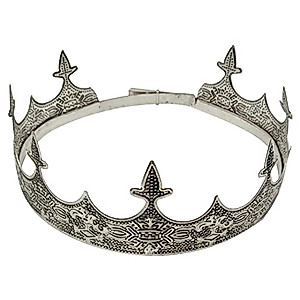 JRSMART Premium Men's Antique Silver King Crown for Prom Party Decorations