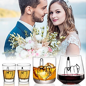 Unique Wedding Gift for Couples-Bridal Shower Gift-Bride and Groom Shot Glasses-14oz Wine&Whiskey Glass Gift for Mr and Mrs-Newlywed,His and Hers Gifts