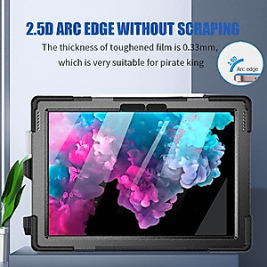 ZenRich Bundle for Surface Pro 8: 2-Pack Tempered Glass Screen Protectors with Anti-Glare& Rugged Full-Body Case with Rotatable Kickstand and Hand Strap
