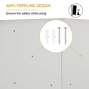HOMCOM Kids Corner Cabinet, Cubby Toy Storage Organizer, Bookshelf Unit with Three Baskets for Playroom, Bedroom, Living Room, Grey
