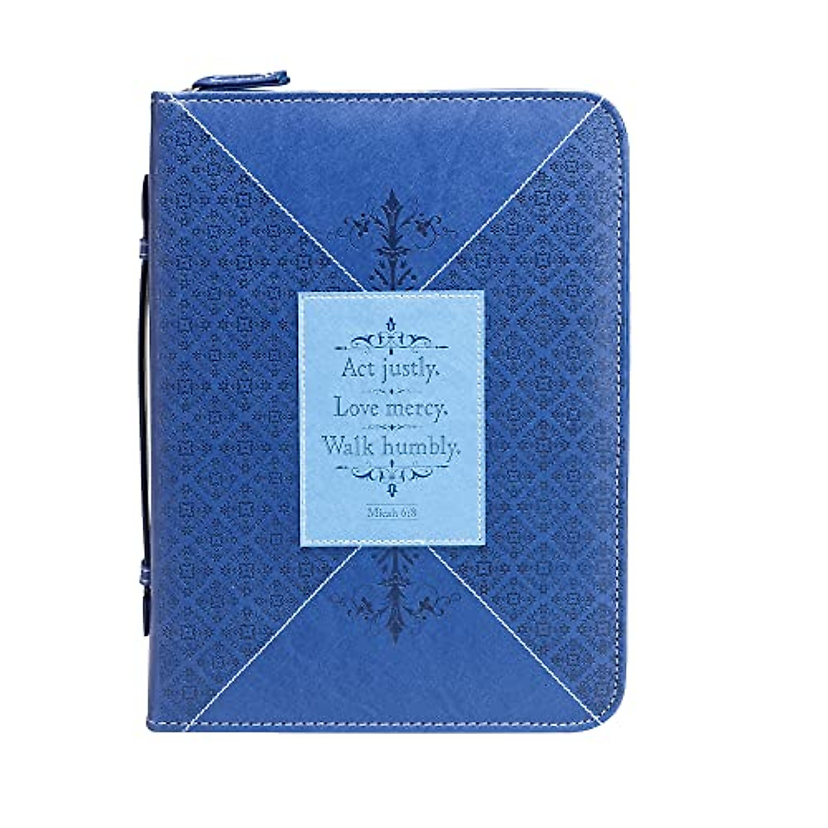 Act Justly Love Mercy Walk Wrap Patch Blue X-Large Faux Leather Bible Cover