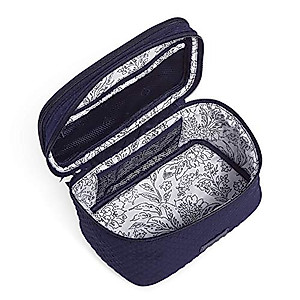 Vera Bradley Women's Microfiber Brush Up Cosmetic Makeup Organizer Case, Classic Navy, One Size
