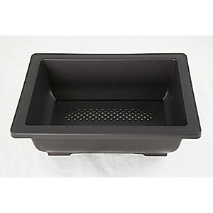Rectangular Dark Brown Plastic Bonsai Training Pot, Cactus & Succulent Planter + Tray - 8.5"x 6.5"x 2.75"