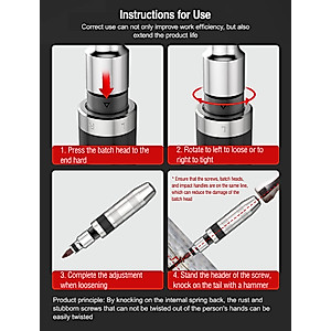 12 PCS Manual Impact Driver, S2 Alloy Steel Impact Driver Bit Set, Broken Bolt Extractor Set, Rust Screw Extractor, Impact Screwdriver for Dismantling the Old Screws (12PCS)