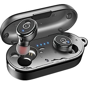 TOZO T10 Bluetooth 5.3 Wireless Earbuds with Wireless Charging Case IPX8 Waterproof Stereo Headphones in Ear Built in Mic Headset Premium Sound with Deep Bass for Sport Black (Renewed)
