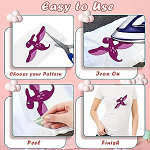 Four Fahrenheit 18 PCS Cute Dinosaur Iron on Transfers Child Patches Stickers Iron on Decals Vinyl Patches HTV Heat Transfers Iron on Stickers for Clothing Hats Pillows Backpacks DIY Decoration