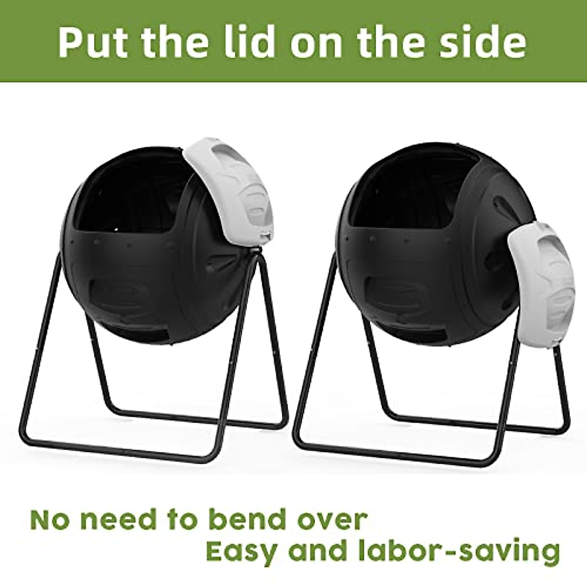 SQUEEZE master Light Weight Spherical Compost Bin Tumbler Outdoor Garden- Quick Assembly -with Drain Plugs to Collect Liquid-Fast Composting (35 Gallon,Grey)