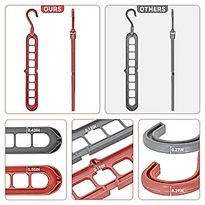 10 Space Saving Hangers,Plastic Hangers,Clothes Hangers Organizer,Smart Closet Space Saver Hanger,Nine-Hole Folding Wardrobe Closet Organizer,Home and Dormitory Student Closet Storage Hanger