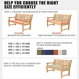 Favoyard Outdoor Bench Cushion 48 x 18 Inch Waterproof Patio Furniture Cushions 3-Year Color Fastness Garden Sofa Settee Couch Swing Pads with Handle and Adjustable Straps, Beige