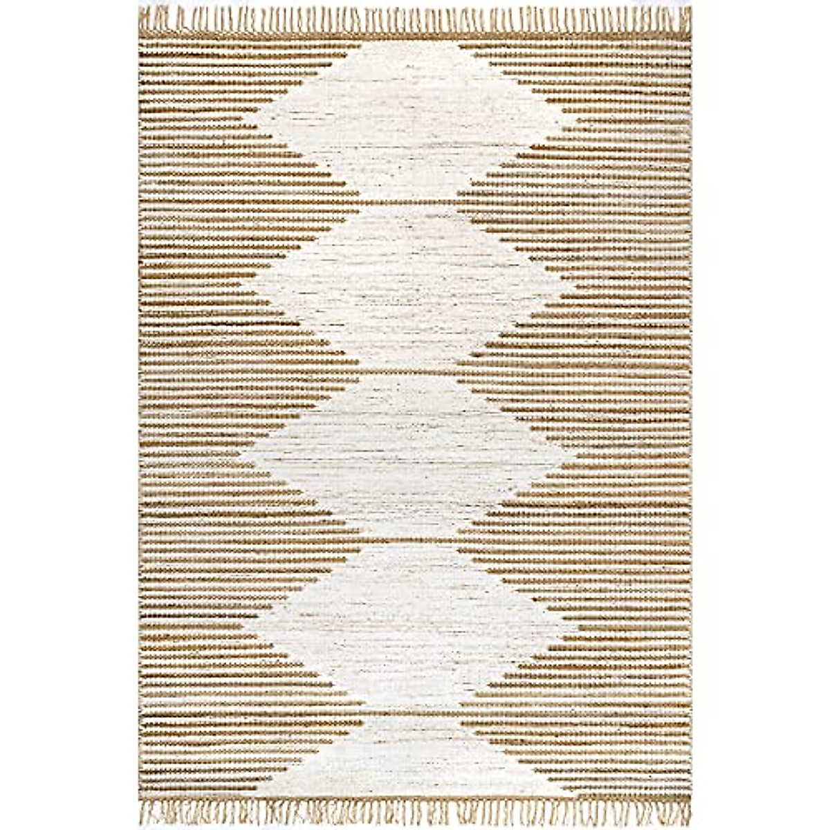 nuLOOM Clea Hand Woven Geometric Flatweave Tassel Area Rug, 8' x 10', Natural