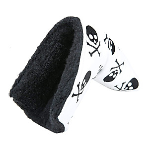 Seacloud Golf Head Cover Blade Putter Cover Skull Pattern Wtih V- Headcover White