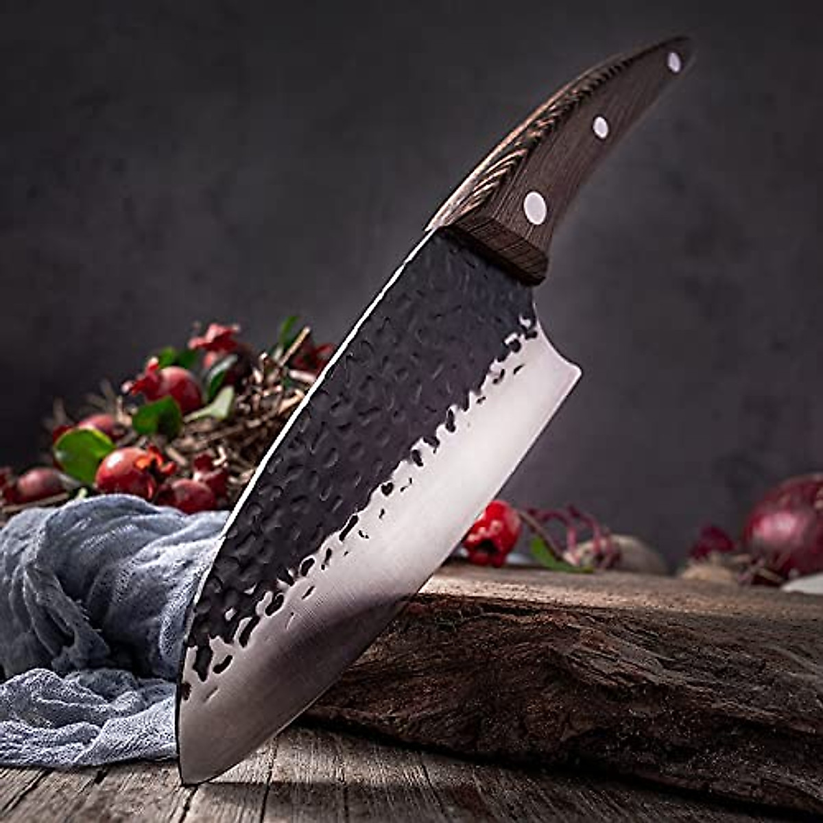 Chef's Meat Cutting Knife Fishing Knife Stainless Steel Chinese Chef Knife for Meat Fish Fruit Vegetables 5Cr15Mov Kitchen Knife Butcher Cleaver Knife By BIEMBI