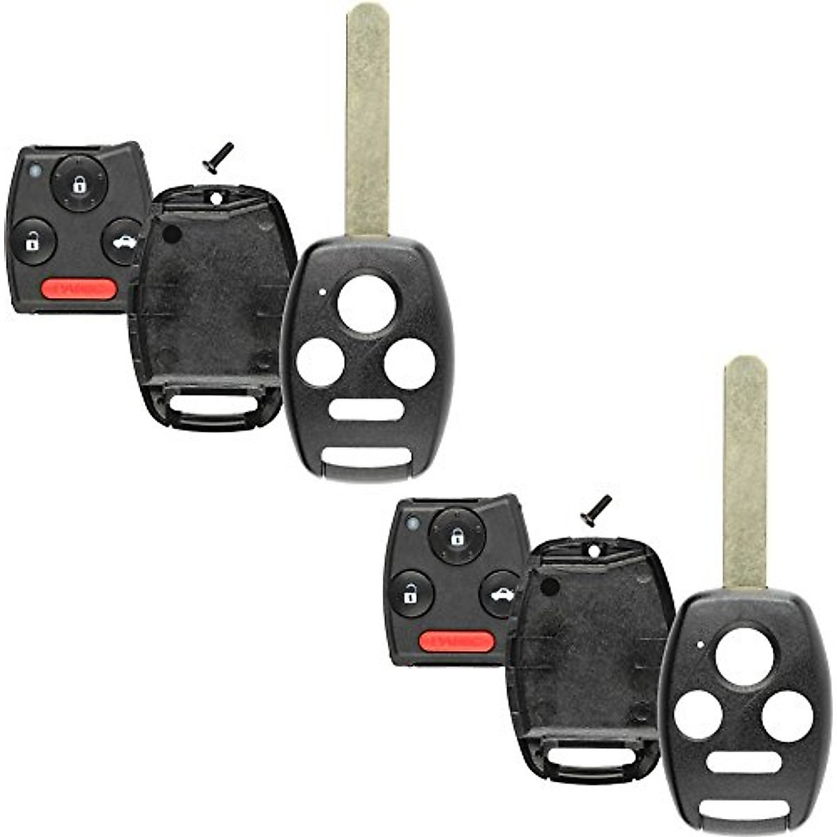 Discount Keyless Replacement Uncut Key Shell and Gut Case and Pad Compatible with Honda Civic Accord Pilot KR55WK49308, MLBHLIK-1T, N5F-S0084A (2 Pack)