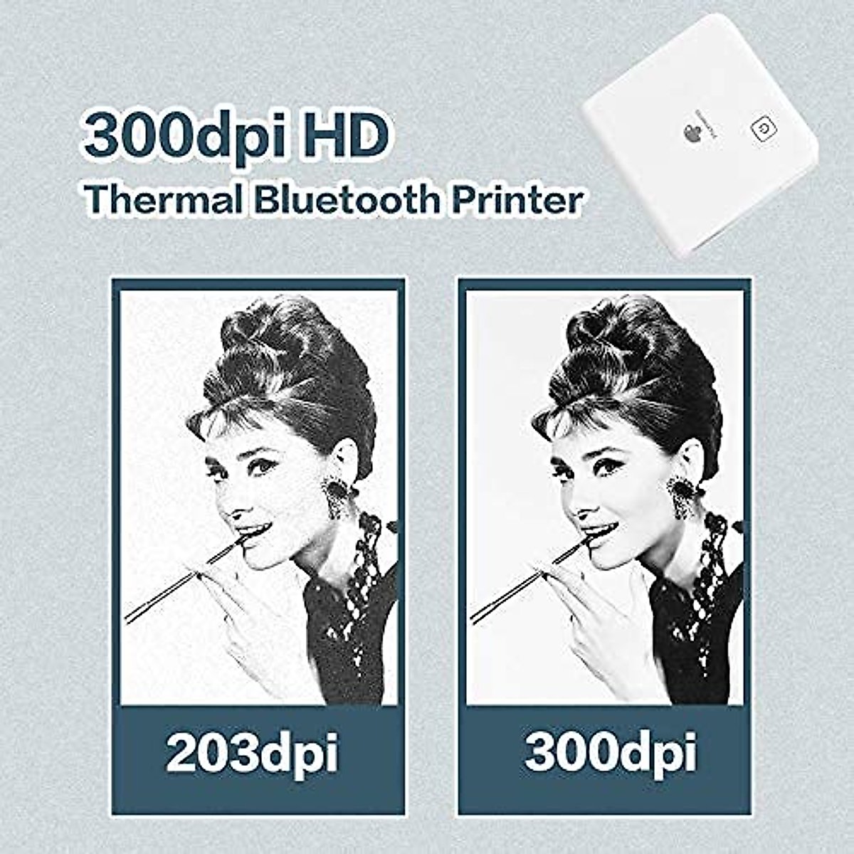 Phomemo M02 Pro Pocket Printer - with 3 Rolls Transparent Gold Paper， Compatible with iOS + Android for Plan Journal, Study Notes, Art Creation, Work, Gift