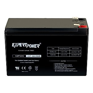 ExpertPower® 12V 7.2AH Sealed Lead Acid (SLA) Rechargeable Battery for Security Alarm System With F2 Terminals || EXP1272
