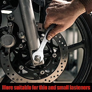 RIMKOLO Super-Thin Open End Wrench Set, 16-Piece SAE & Metric 3/8" to 1-1/4" and 5.5mm to 27mm Chrome Vanadium Steel Wrench Set with Rolling Pouch