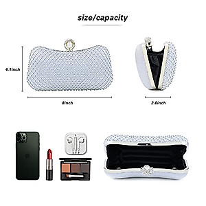 Bellawish Women Clutch Crystal Evening Handbags Pearl Clutch Formal Rhinestone Purse Wedding Prom Party Bridal Bag for Women(silver)