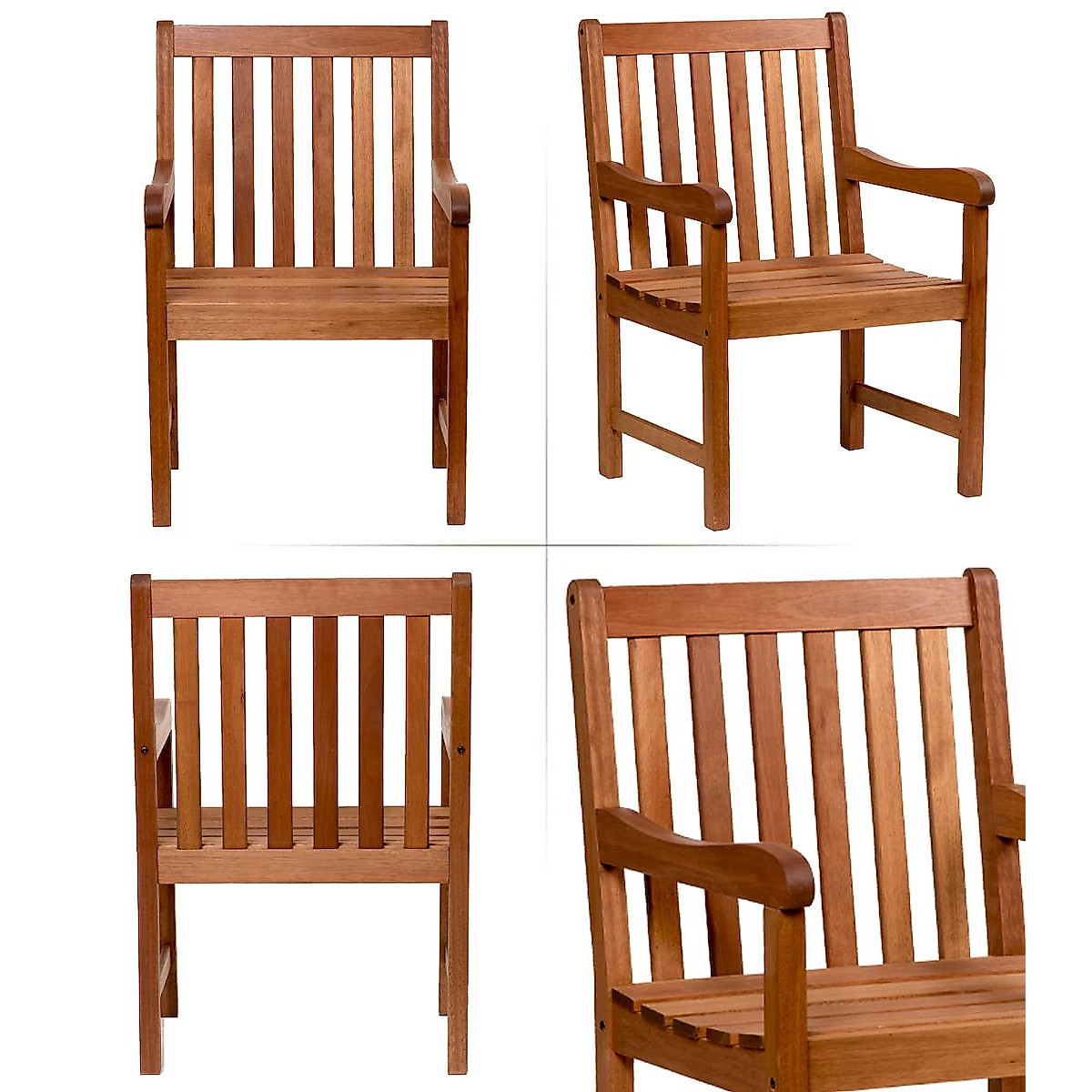 Amazonia Milano 1-Piece Patio Armchair | Eucalyptus Wood | Ideal for Outdoors and Indoors, 23Lx20Wx35H, brown