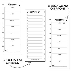BetterNote Skinny Menu Grocery List Refill for Disc Notebooks, fits the Happy Planner, Levenger Circa, TUL, Staples Arc, InkWell Press, Whimsy (11-Disc, 8.5"x11")