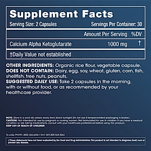 ProHealth, Ca AKG Supplement (Alpha Ketoglutarate) (1,000 mg per 2 Capsule Serving, 60 Capsules). Supports Cellular Energy, Metabolic Function and Healthy Aging Processes.