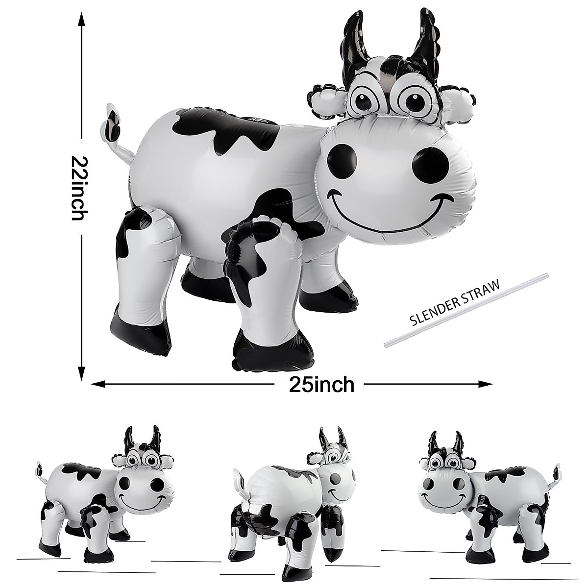 3D Cow Balloon for Western Cowboy Party Decorations,Cute Self Standing Cow Balloons for Western Cowgirl Theme Birthday Party Favor Supplies Decor