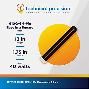 40 Watt UV Replacement Bulb For Black Flag Black Light BB-40BLK By Technical Precision - T6 Black Flag Bug Zapper Bulb Replacement with G10q-4 Square 4 Pin Base - 7500 Hours - 2 Pack