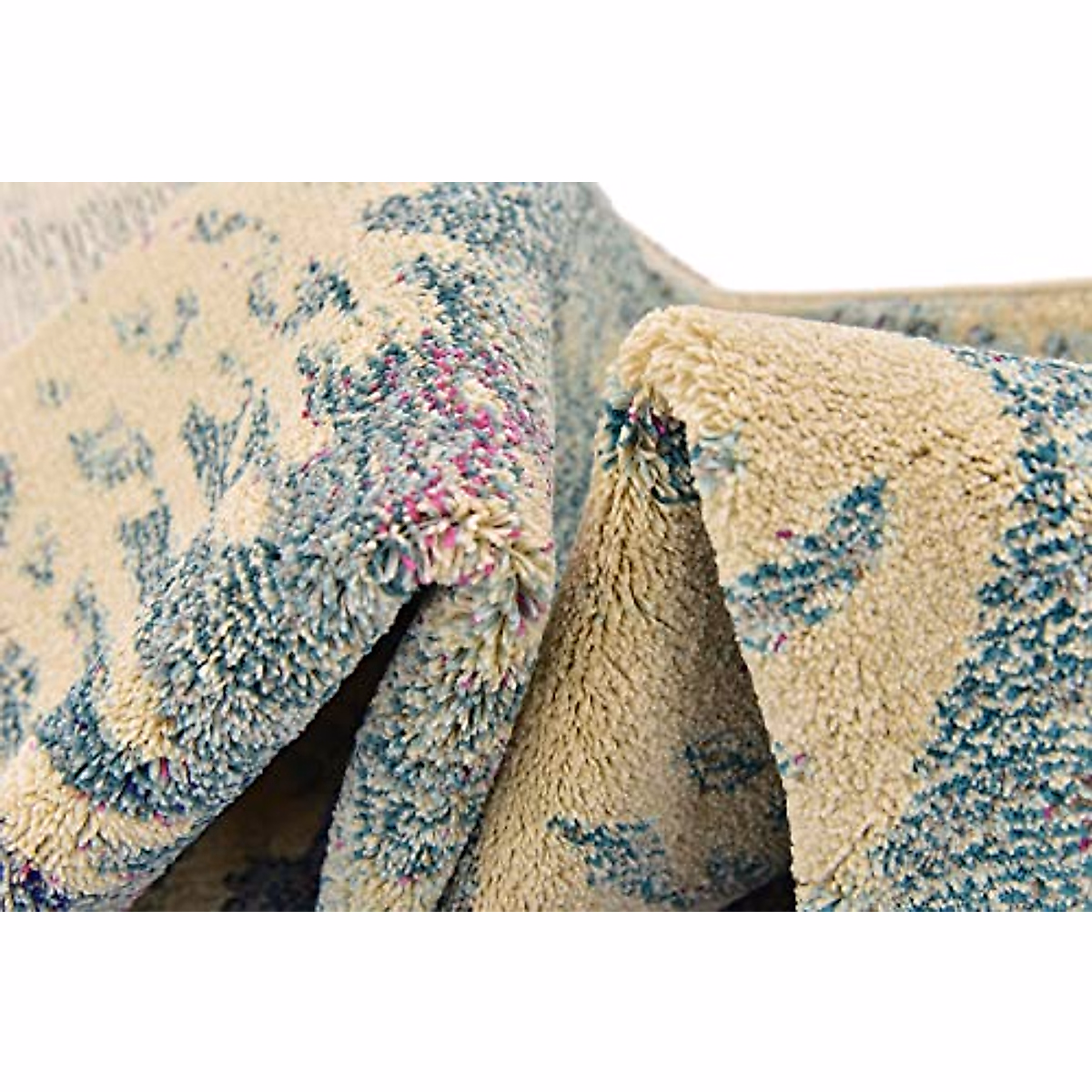 Unique Loom Positano Collection Coastal Modern Coral Lobster Shells Light Blue Area Rug (5' x 8')