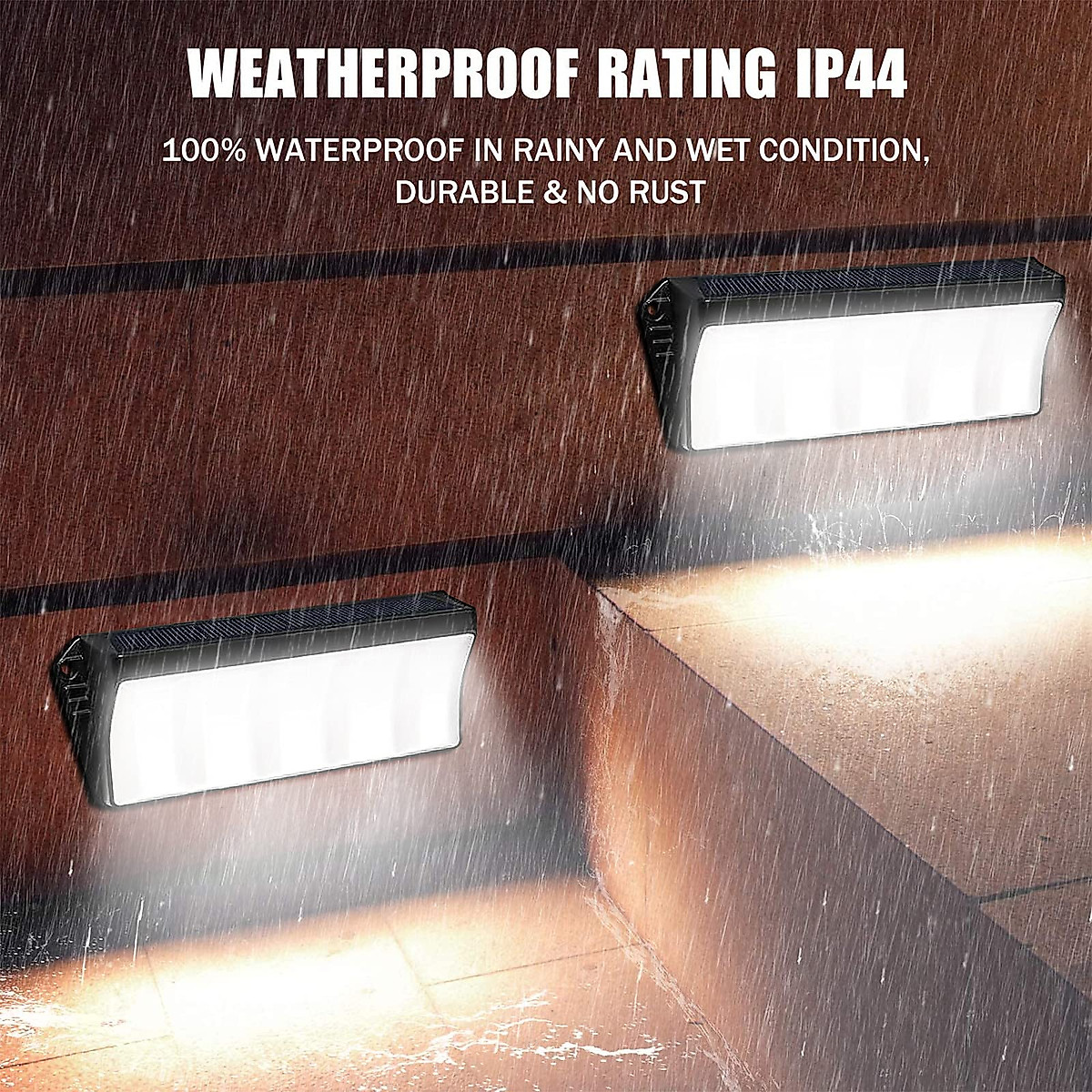 Solar Powered Deck Lights Solar Step Lights 6-Pack Wireless Waterproof Outdoor Stair Step Lights for Backyards Decks Driveway Fence Garden Garage Porch Pathway Patio Wall