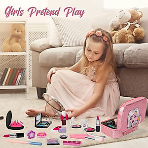 Washable Kids Makeup Girl Toys - Real Kids Makeup Kit for Girls Make Up Set for Child Toddler Children Princess Christmas Birthday Gifts Present for 4 5 6 7 8 9 10 Year Old Girls Gift