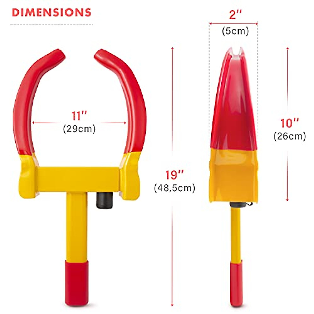 VaygWay Tire Clamp Universal Wheel Lock- Heavy Duty Security Metal Boot Stabilizer Anti Theft Wheel Chock Lock Car Trailer Wheel-Security Travel Locking Claw Auto- for Car Van Golf Cart SUV