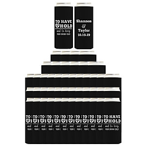 Have Hold Keep Drink Cold Names & Date 48-Pack Personalized Ultra Slim Seltzer Can Coolies Black