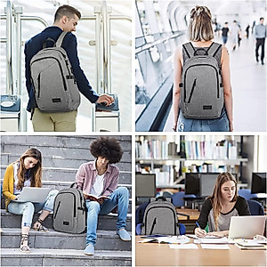 Mancro Laptop Backpack for Travel, 15.6 in Anti-Theft Business College School Bookbag for Men Women with USB Charging Port & Lock, Gifts for Teenage, Water Resistant Travel Computer Bag Daypack, Grey