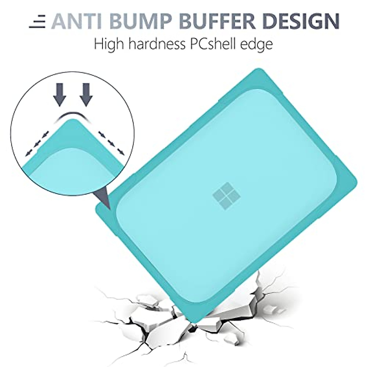 Batianda Heavy Duty 15 inch Microsoft Surface Laptop 5 4/3 Case with Metal Palm Rest with Fold Kickstand and Keyboard Cover - Shockproof Protective Cover for Enhanced Durability and Comfortable,Blue