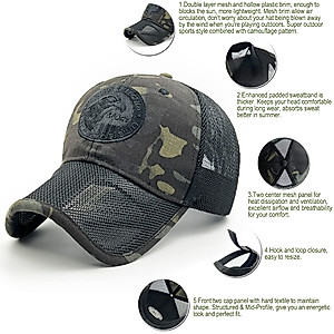 Loneshark Mesh Bill Mens Breathable Tactical Camo Baseball Caps Womens Military Army Patriotic Operator Camouflage Hats American-Eagle-Black-Camo