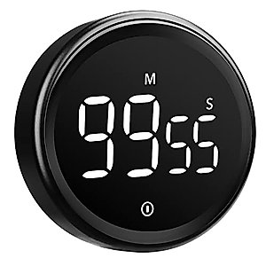 BRAPILOT Digital Kitchen Timer for Cooking, 3" Round Classroom Coundown Silent Timer Stopwatch for Gym Kids, Magnetic, Adjustable Alarm Volume, Count up, LED Display