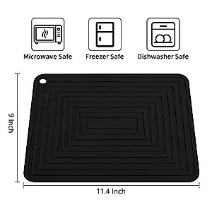 IFFMYJB Silicone Trivet Mats for Hot Pots & Pans Hot Dishes, Silicone Pot Holders, Hot Pads for Kitchen, Multipurpose Heat Resistant Mat for Silicone Hot Pads, Trivet Mat 2 Set Black