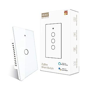 MOES ZigBee Smart Touch Wall Light Switch,Requires Tuya ZigBee Hub,No Neutral Wire/N+L Wiring,No Capacitor,Smart Life Tuya 2/3 Way Remote Control, Work with Alexa Google Home, 2MQTT,1 Gang White