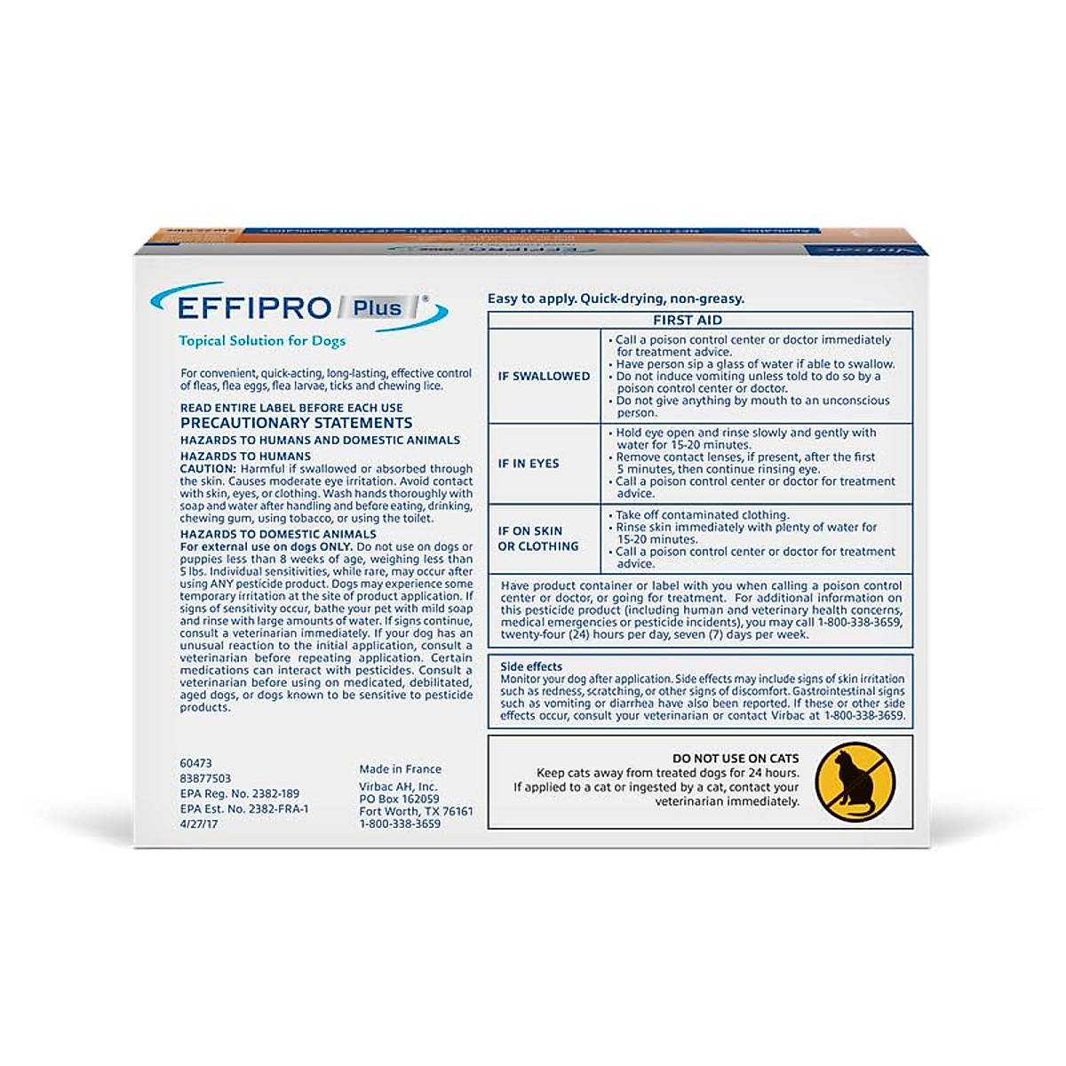 Virbac Effipro Plus Topical Solution for Dogs - Dog Flea and Tick Treatment for Small Dogs (5-22.9lbs), 3 Doses, Waterproof Topical Prevention