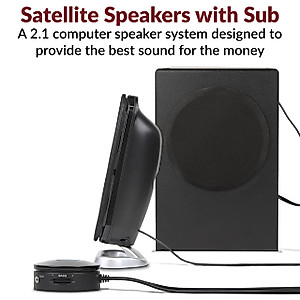 Cyber Acoustics CA-3810 2.1 Multimedia Speaker System with Subwoofer, 80 Watts Peak Power, Strong Bass, Perfect for Music, Movies, and Games