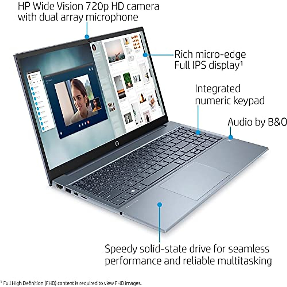 HP 2022 Newest Pavilion 15.6" FHD 1080P IPS Laptop, 8-Core AMD Ryzen 7-5700U(Up to 4.3GHz, Beat i7-1180G7), 32GB RAM, 1TB NVMe SSD, Numpad, HDMI, WiFi, USB-A&C, Fast Charge, Audio by B&O, Win11