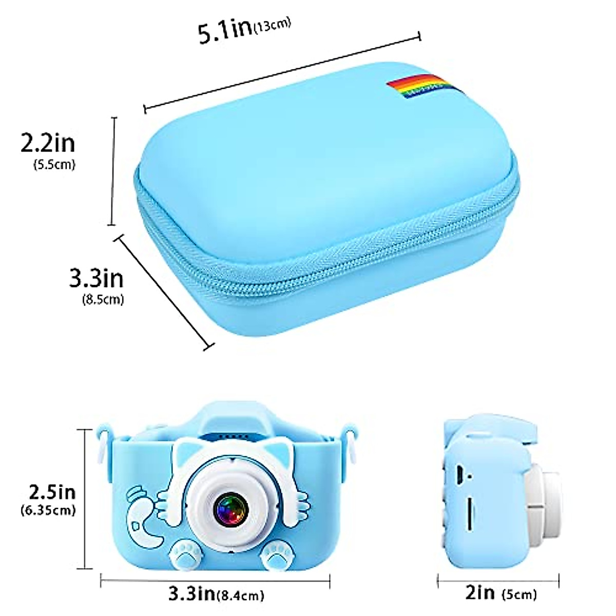 Leayjeen Kids Camera Case Compatible with Goopow/SGAINUL/Gofunly/ArtCWK and More Video Digital Camera Gift - Case for Toy Action Camera and Accessories(Case Only)