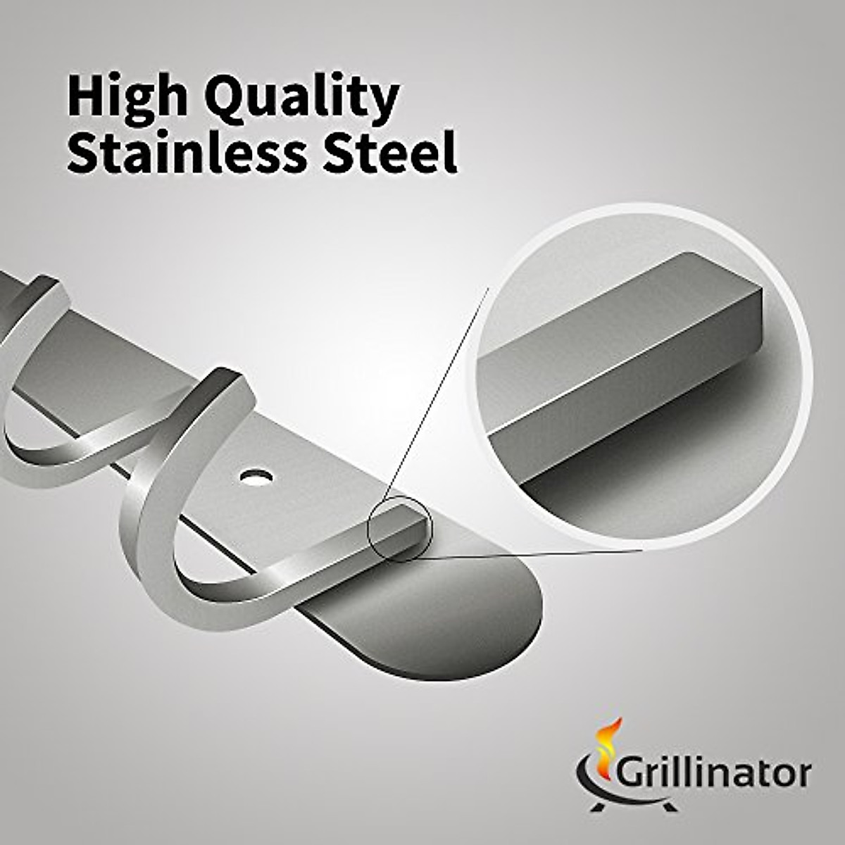Grillinator BBQ Tool Rack - Polished Stainless Steel 6 Hook Storage for Grilling & Cooking Utensils - Easy to Install - Gas, Charcoal & Electric Grills - Indoor or Outdoor Use