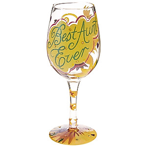 Lolita Best Aunt Ever Artisan Painted Wine Glass Gift