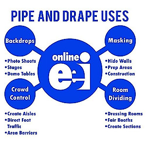 OnlineEEI8 Foot Tall Fixed Height Collapsible Pipe and Drape Backdrop Kit 8x50 (Black Drapes) (BBD9990850CDPR750)