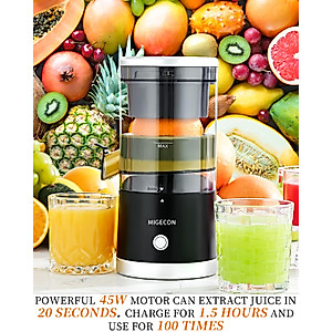 Electric Citrus Juicer Machines,Citrus Juicer Machines with USB and Cleaning Brush,portable electric juicer for making fresh orange juice,squeezing oranges,lemons,kiwi fruit,and grapefruit(Black)