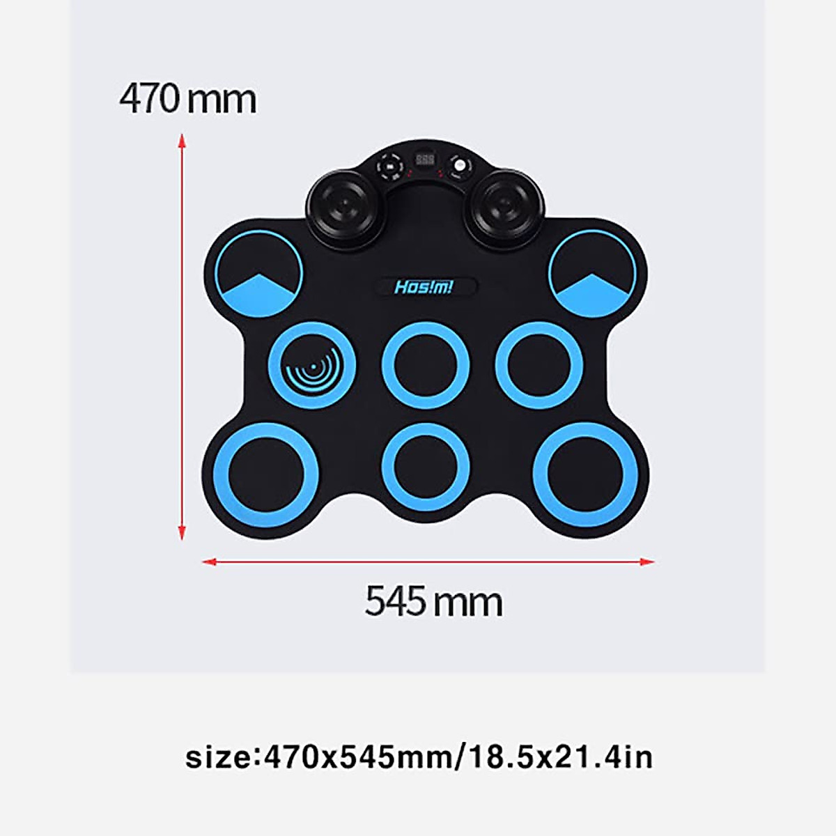 Hoshimi Electronic Drum Set High Quality Drum Bluetooth Simple Interlocking PC Midi Work Dual Speakers 3D stereo blue 18.5x21.4in