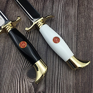 HUAAO 10.2in Fixed Blade Hunting Knife with Sheath, Bowie Knife Full Tang, 440C Blade Acrylic Handle, Survival Camping Knife for Outdoor Bushcraft (black handle)