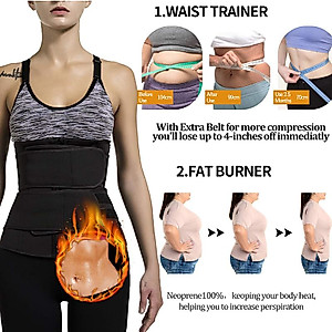SHAPERIN Double Belt Waist Trainer for Women Neoprene Sweat Fitness Waist Cincher Body Shaper for Weight Loss (X-Large,Black)